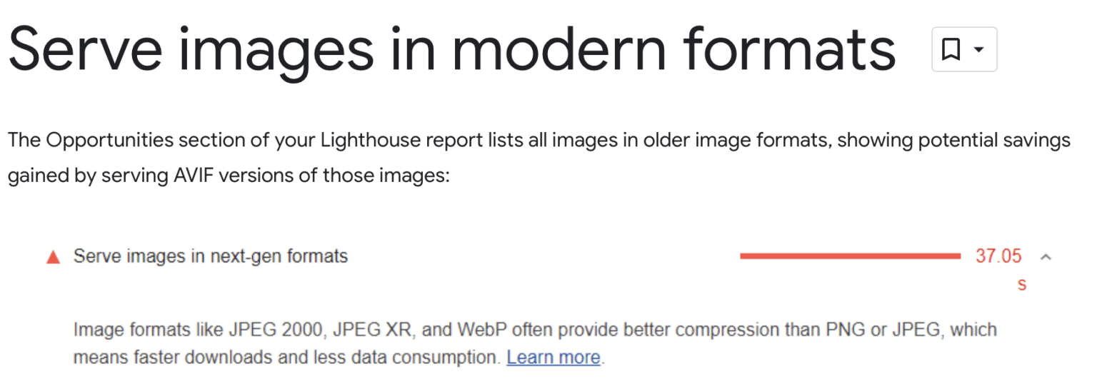 Fix "Serve images in modern formats" for CSS Background Images - SDAC Inc.